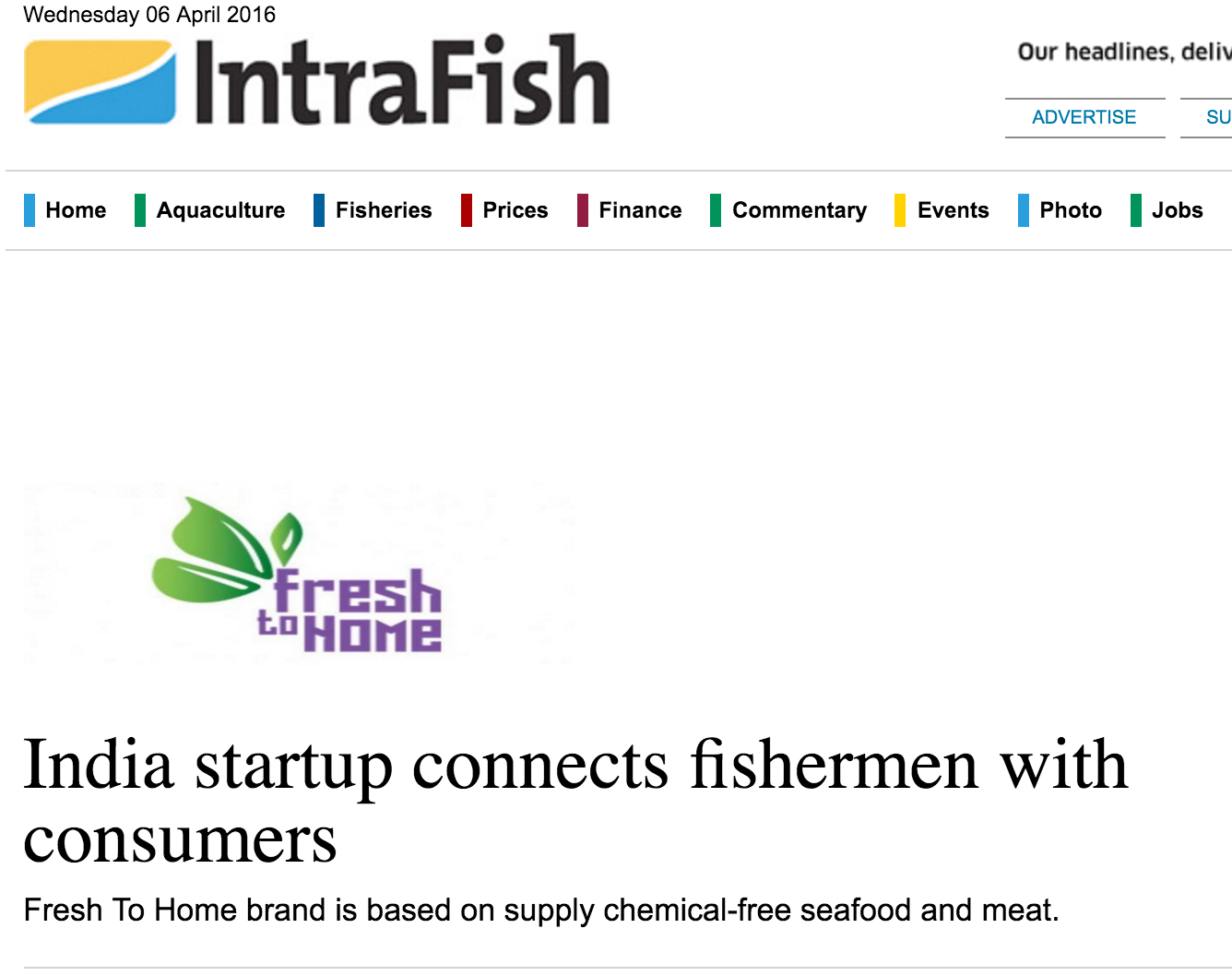 IntraFish, 23rd March 2016 - Freshtohome Blog